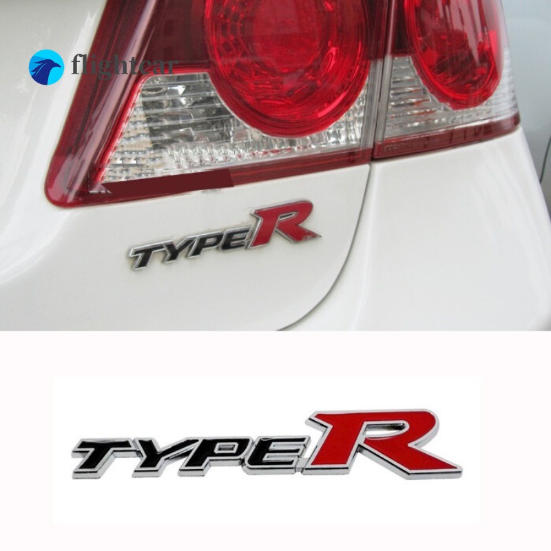 FT 1Piece 3D For TYPE-R Logo Car Rear Trunk Sticker Metal Car Emblem ...