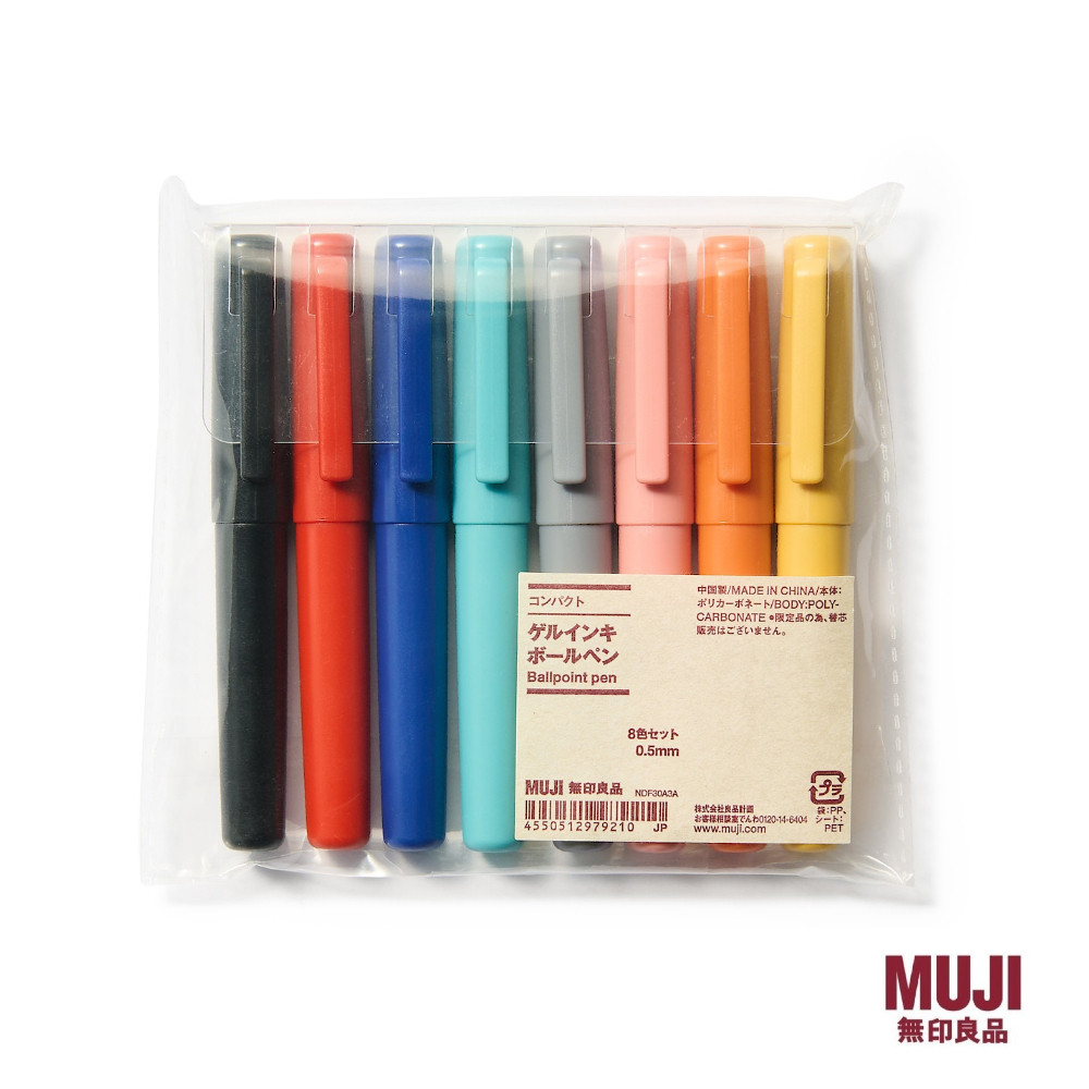 MUJI Compact Gel Ink Ballpoint Pen Set of 8 Colours | Shopee Singapore