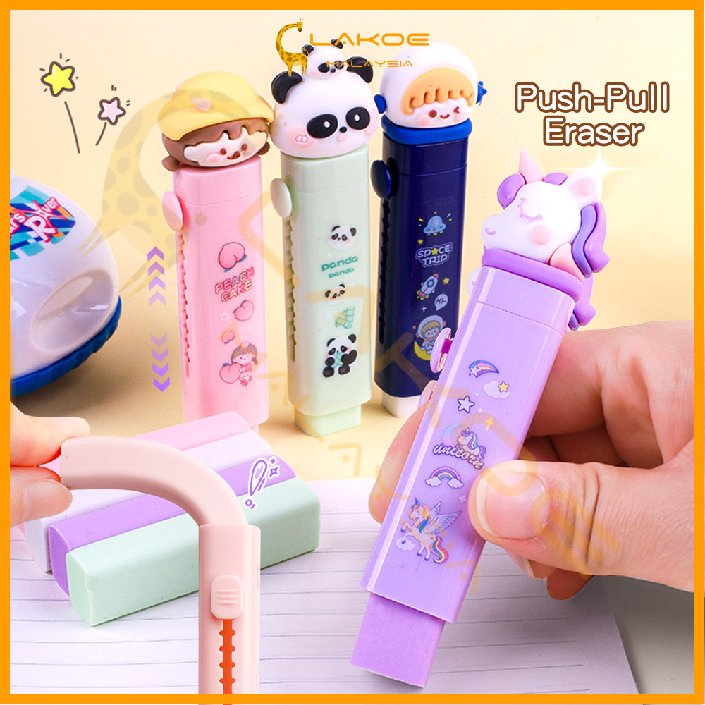lakoe Cute Eraser For Kids Retractable Eraser Refillable Pemadam Eraser ...