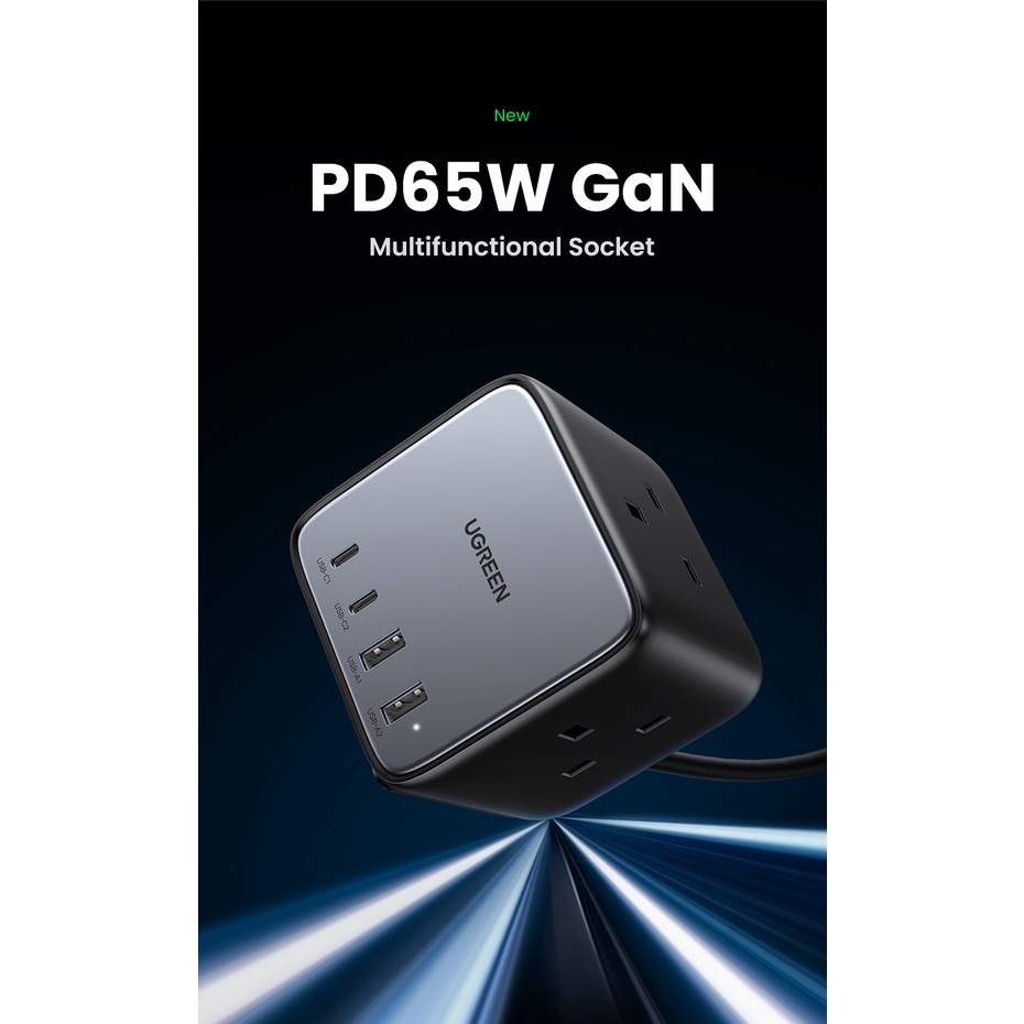 UGREEN GaN Power Socket, 1.8M Cable DigiNest Pro 65W USB C Charging ...