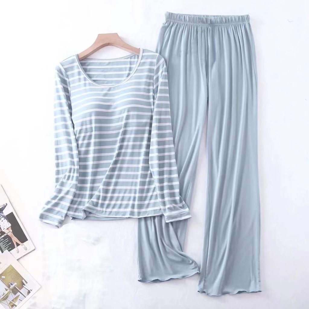 M-4XL Plus Size With Padded Pyjamas Women Summer Thin Long Sleeve Long ...