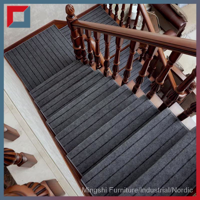 Non slip staircase step pad adhesive free self priming carpet marble ...