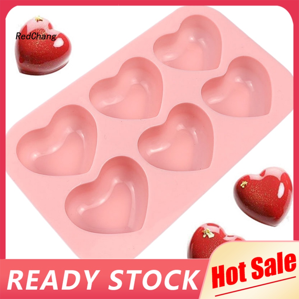 RC~ Cake Mold 6 Cavities Love Heart Shape Food Grade Easy Release Non ...