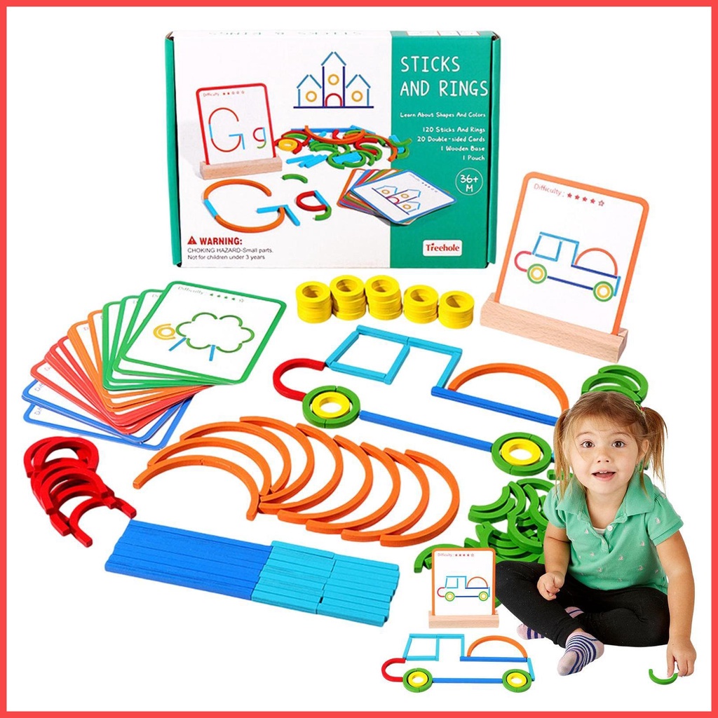 [ Next Day Delivery ] Rainbow Blocks Jigsaw Puzzles Building Blocks Set ...