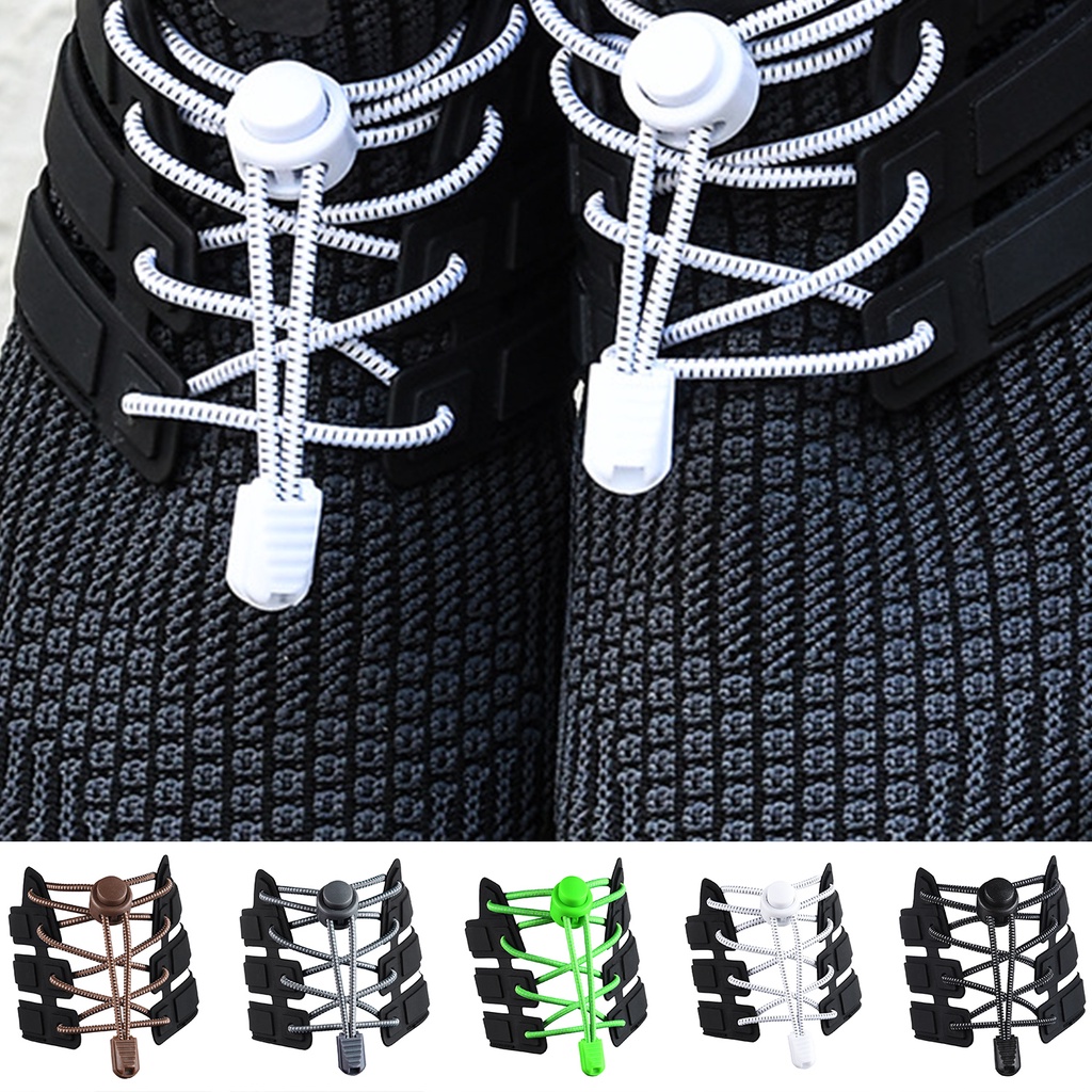 1 Pair Quick Lazy Shoe Lace Stretching Lock Shoelaces Round Locking ...