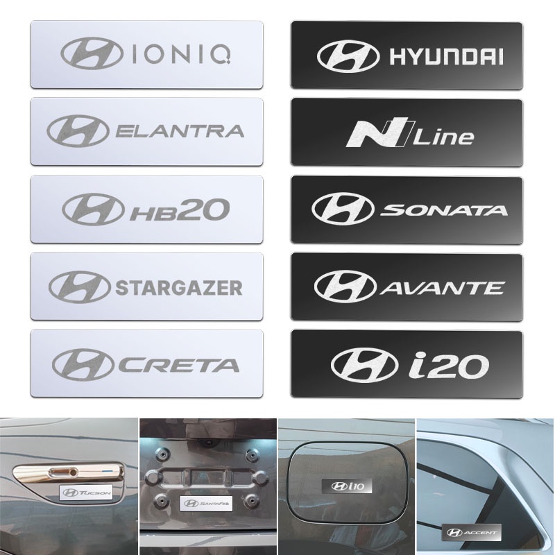 4 Pcs Hyundai Mirror Metal Car Logo Stickers Label 3D Badge Decoration ...