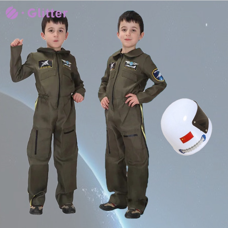 Kids Air Force Pilot Flight Astronaut Cosplay Costume For Kid Boy Girl ...