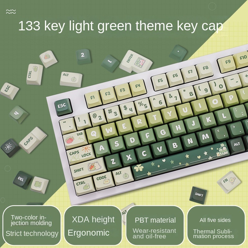 Light Green Theme Keycaps 133keys XDA Profile PBT Dye-sublimation Five ...