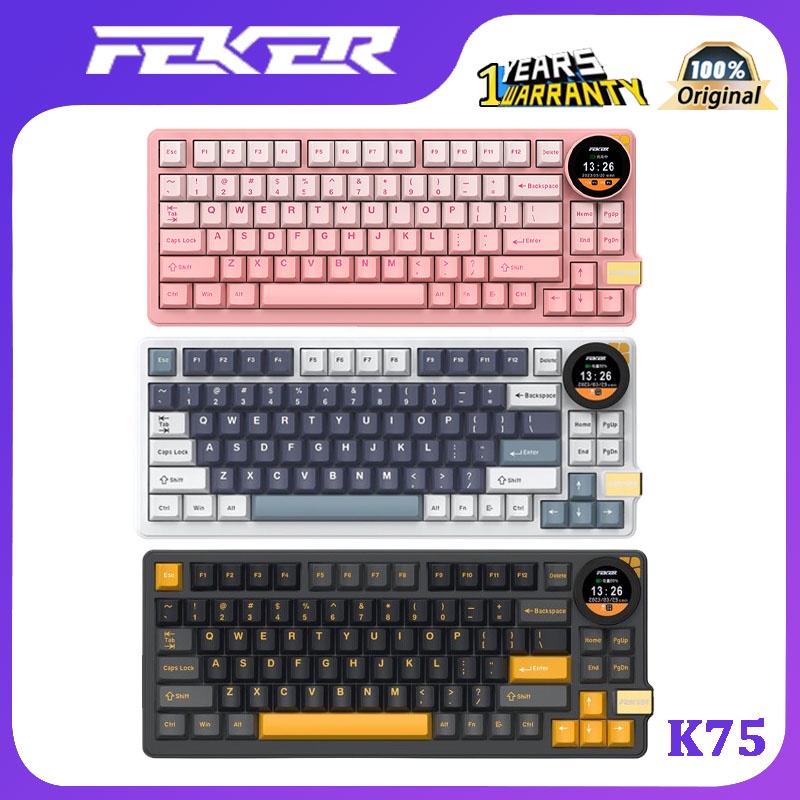 FEKER K75 Wireless Mechanical Keyboard 75% Multifunctional Display RGB ...