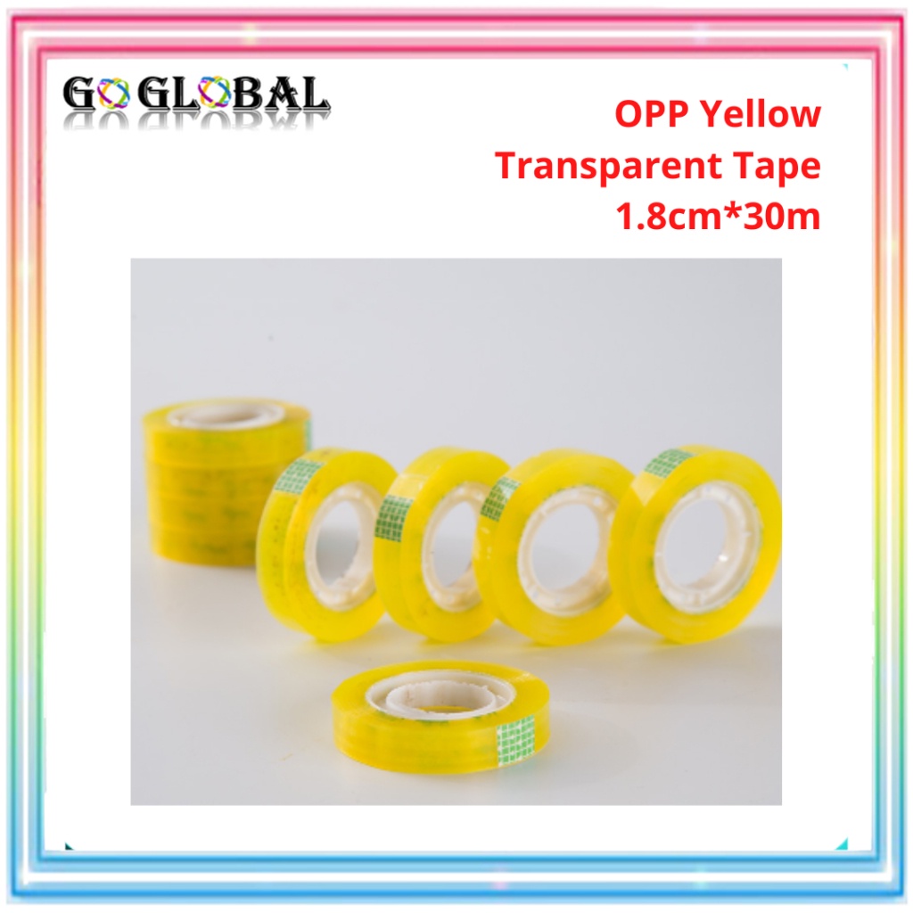 OPP Cellophane Tape Yellow Transparent Clear 1.8cm*30m Stationery Sello ...