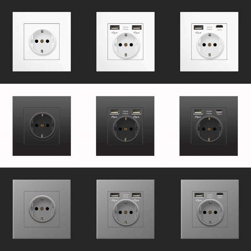 86 Type European Standard German USB Socket Panel German Standard Typec ...