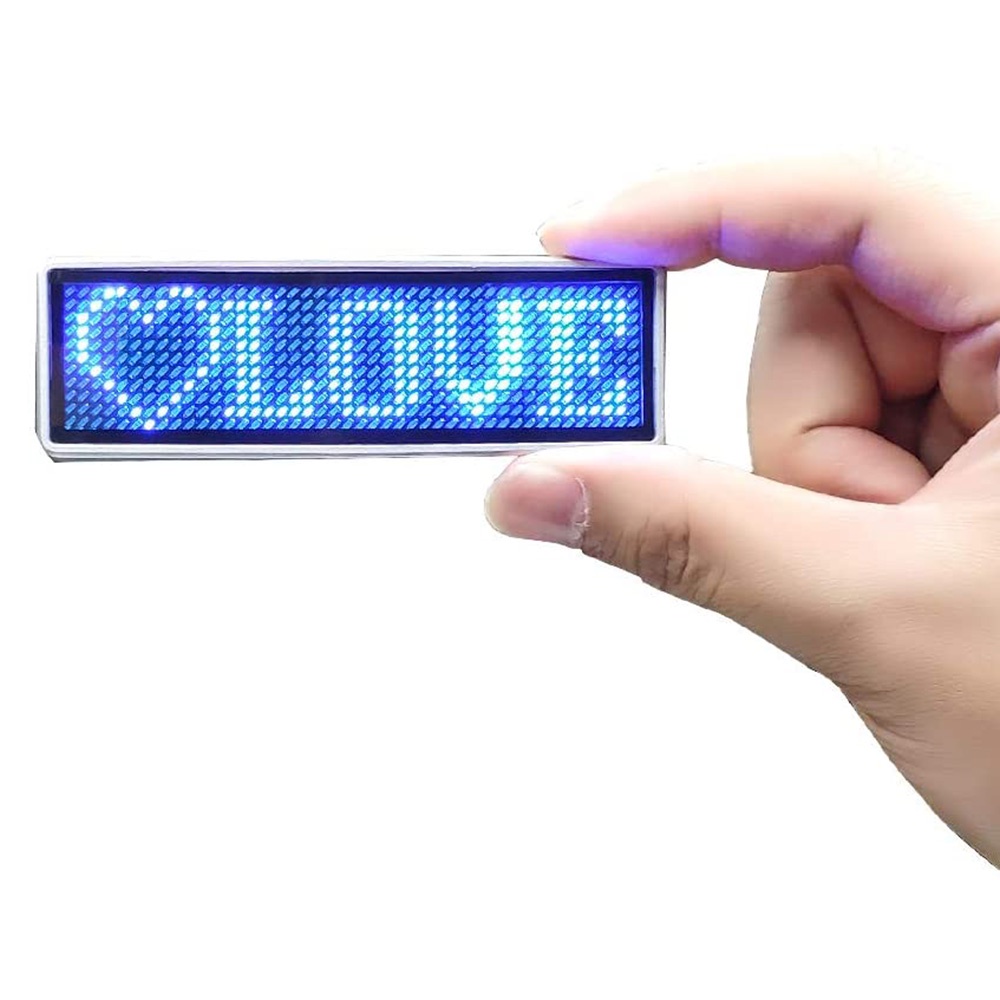 Bluetooth LED Name Badge Adjustable Flashing Scrolling Message Board ...