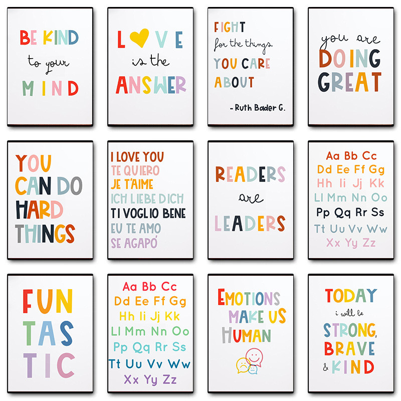 Classroom Nursery Kids Positive Motivational Quotes School Poster ...