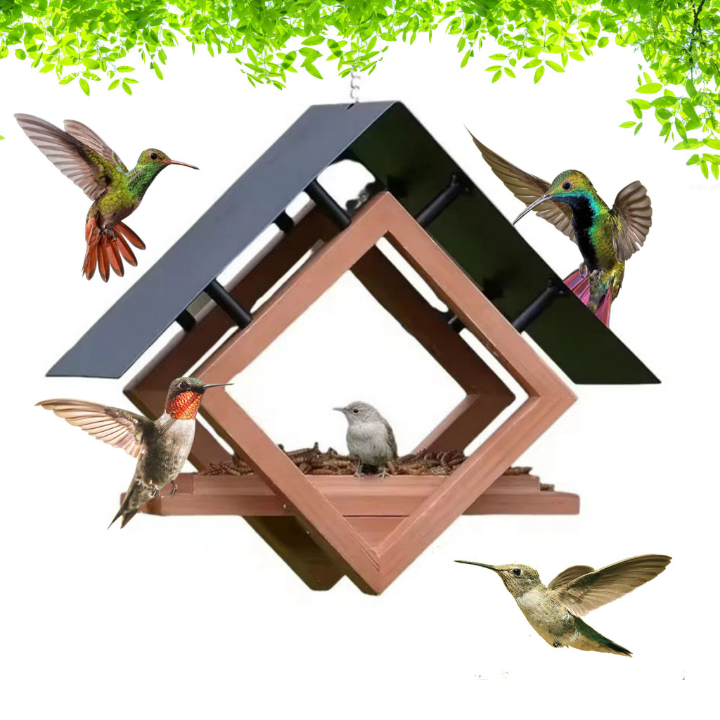 [WX] Multi-bird Species Feeding Station Sheltered Birds Feeder for Rain ...