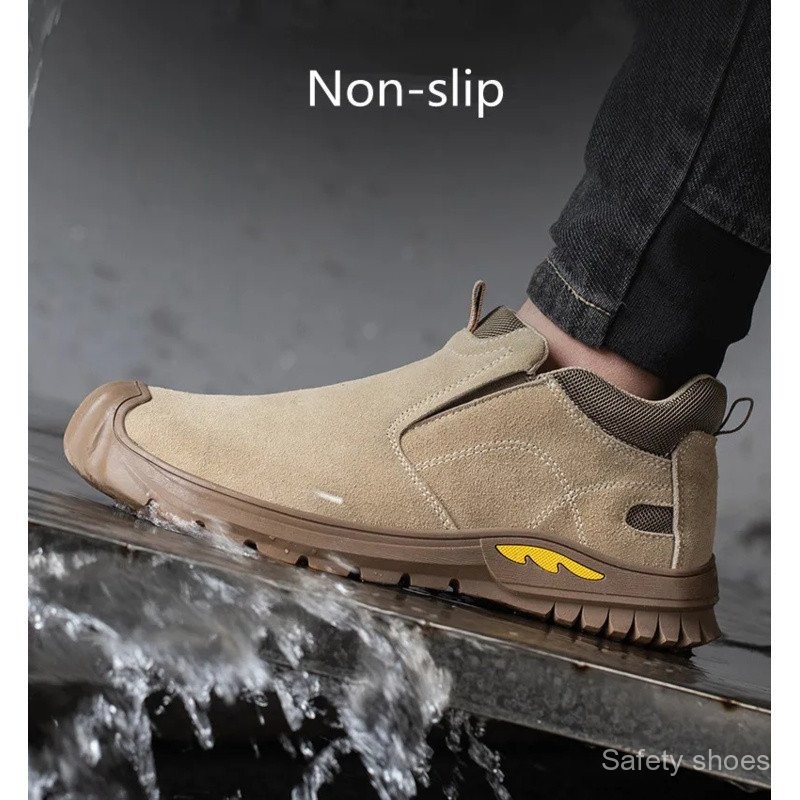 Men'S Casual Steel Toe Caps Working Shoes Slip-On Worker Safety Boots ...