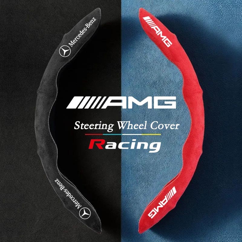 Mercedes Benz AMG Car Steering Wheel Cover Suede Leather Anti Slip ...