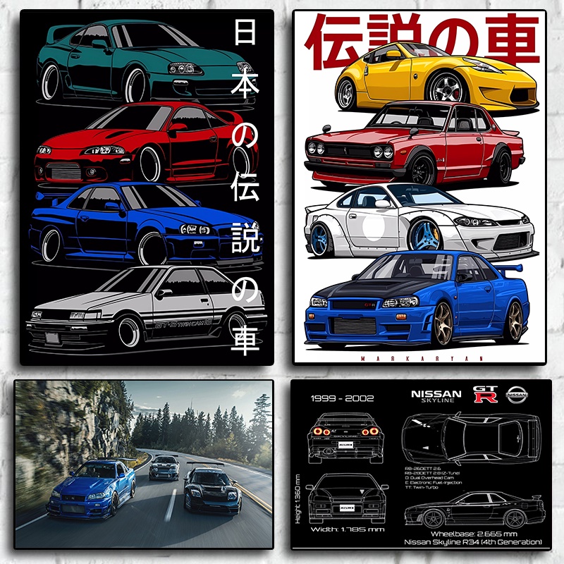 Nissan Skyline GTR Poster wall Sticker| Large Format Poster A4 Size ...