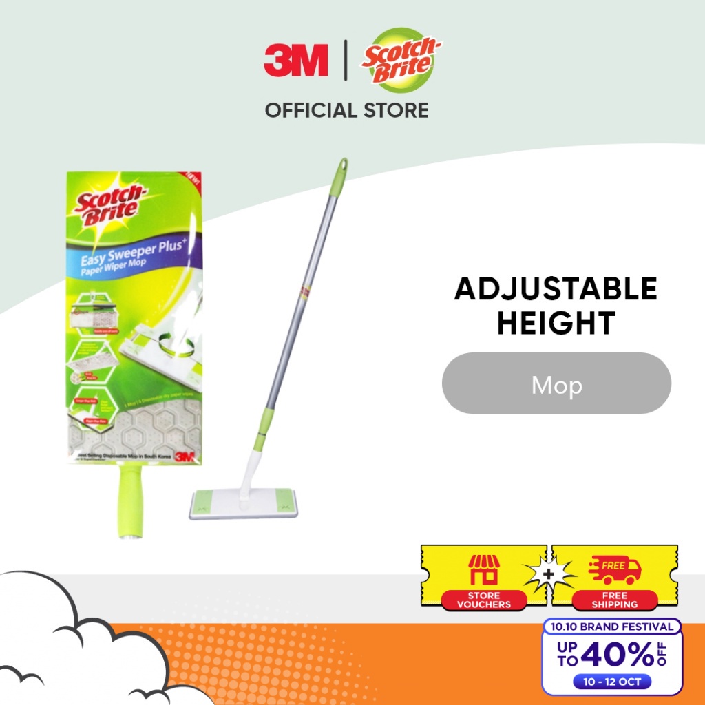 3M Scotch Brite Easy Sweeper Plus + Paper Wiper Mop - Long Handle ...