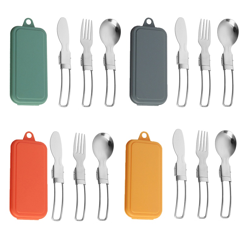 Glowingbubbles Foldable Camping Spoon Fork Flatware Camping Utensil Set ...