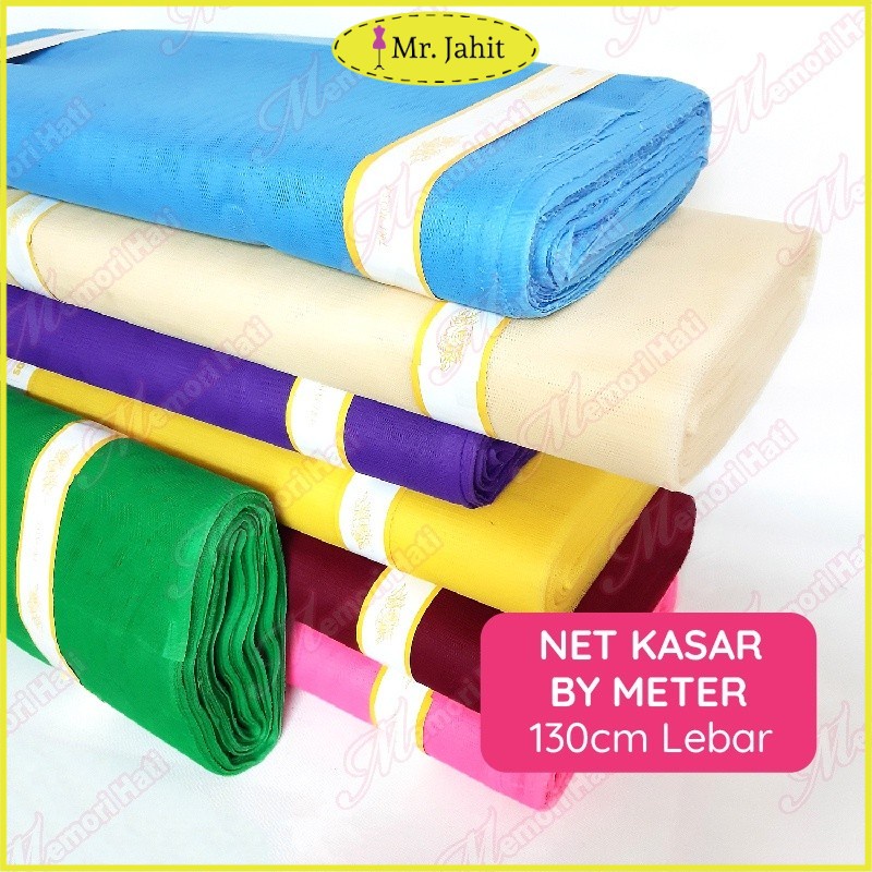 1m Kain Net Kasar / Rough Tulle Fabric 130cm wide per meter (20 colours ...