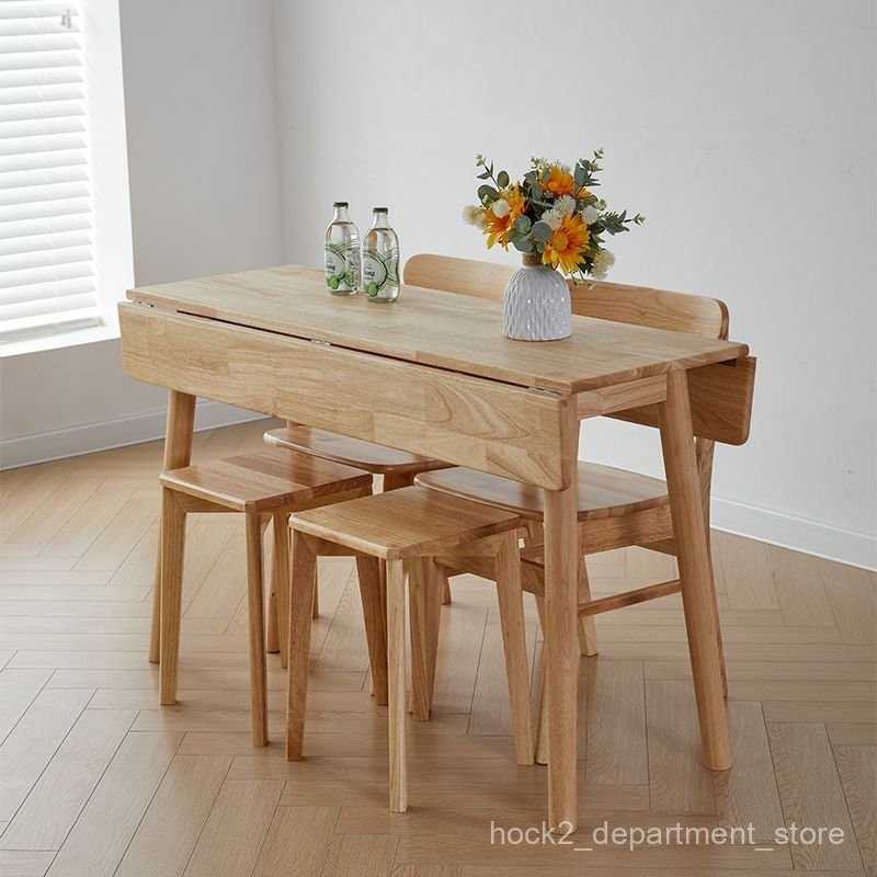 Solid Wood Folding Dining Table Small Apartment Home Retractable Space ...