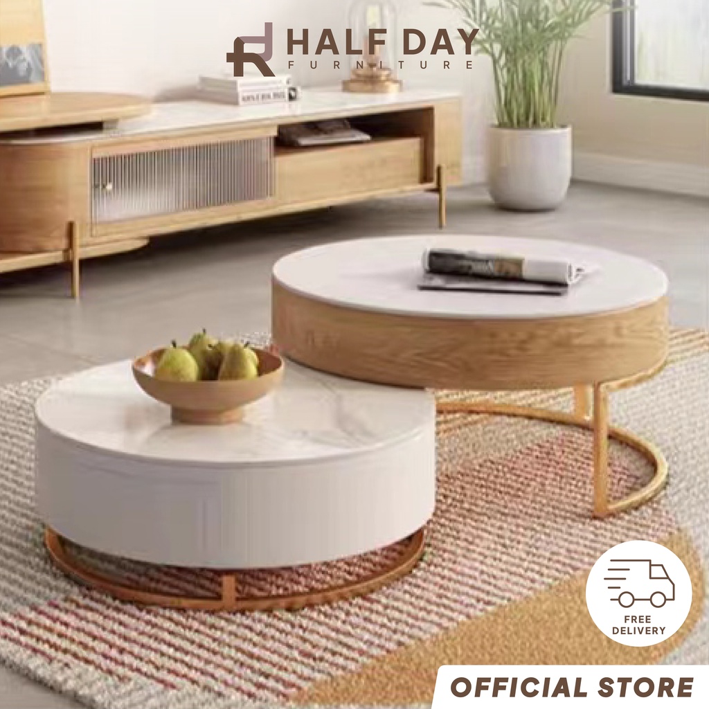 Halfday - Nordic Rock Plate Tea Coffee Table and TV Cabinet Combination ...