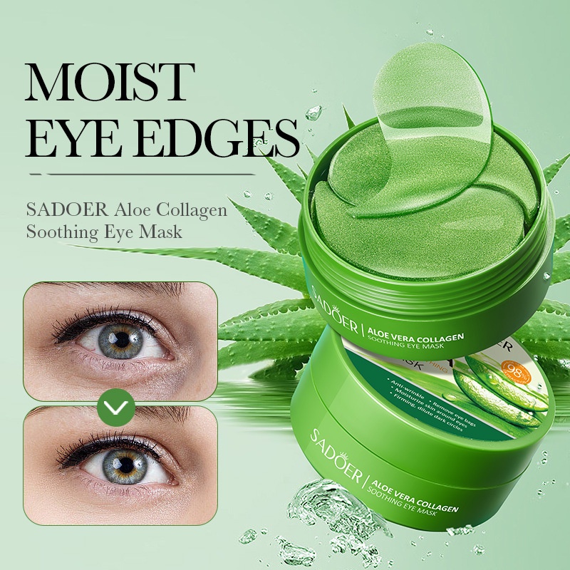 SADOER 60pcs/box Aloe Vera Collagen Soothing Eye Mask hydrates and ...
