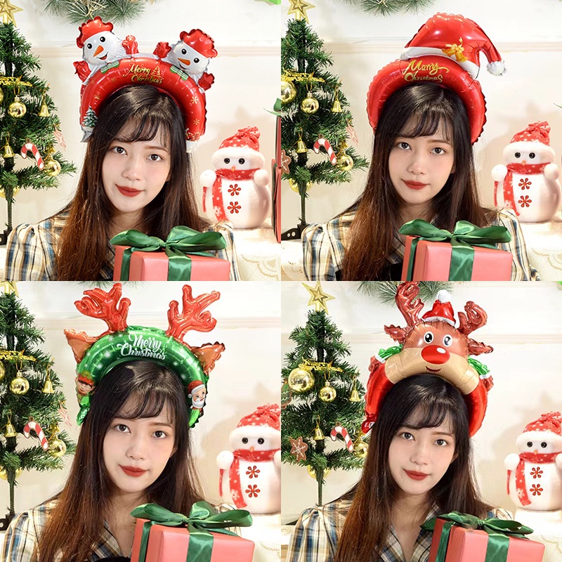 Christmas Headband Foil Balloon Hair Band Balloon Cartoon Christmas ...