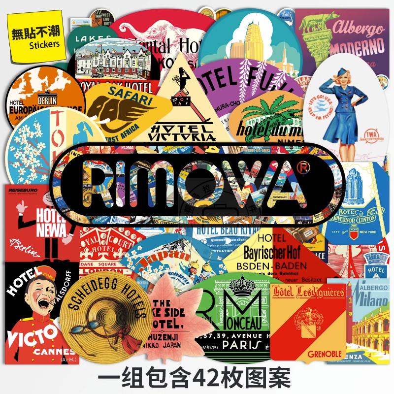 42 Pieces Large Sheet rimowa Luggage Stickers Retro Waterproof Suitcase ...