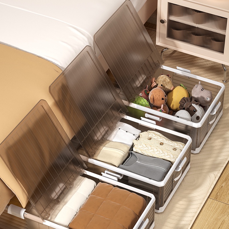 Bed Bottom Storage Box Foldable Flat Storage Box with Wheels Household ...
