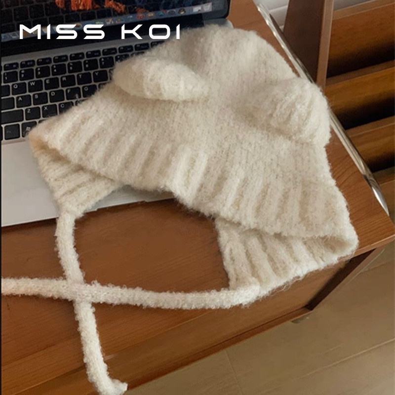 MISSKOI Hat Autumn Winter Hot-selling Tether Cute Bear Ears Plush Hat ...