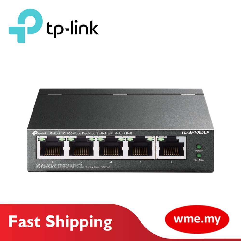 TP-LINK TL-SF1005LP 5-Port 10/100Mbps Desktop Switch with 4-Port Power ...