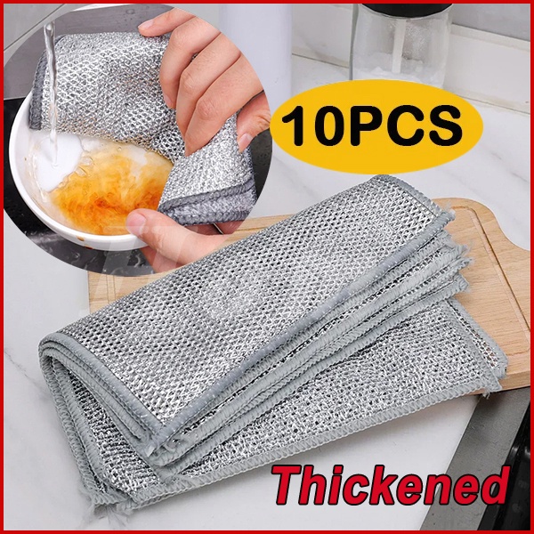 HOME 10pcs New Thickened Steel Wire Cleaning Cloth,Magic Dish Towel,Non ...