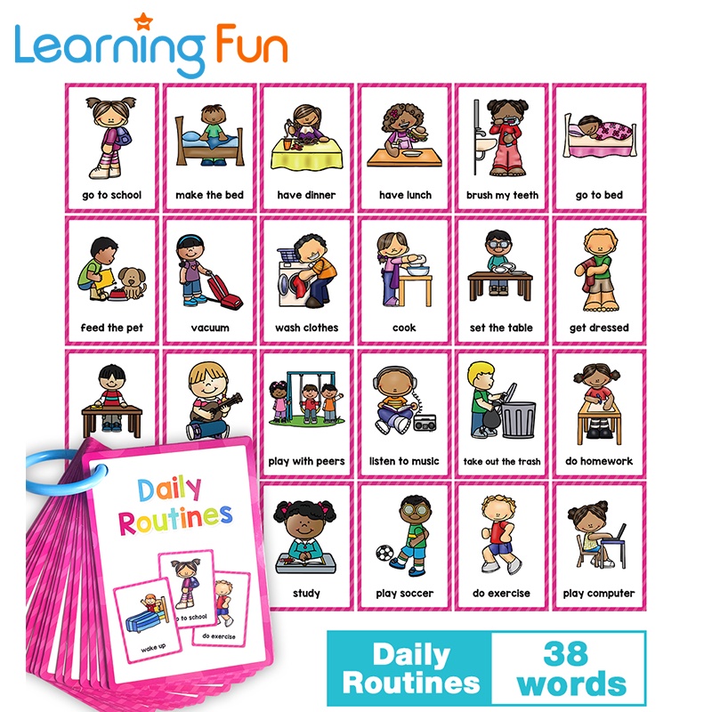 Daily Routines English Vocabulary Flashcards for Kids Baby Educational ...