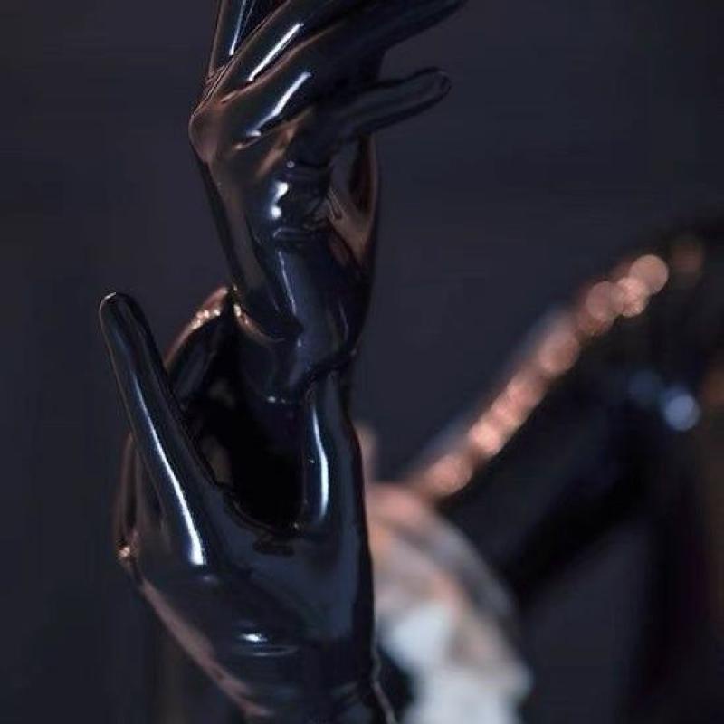 Rubber chemical cat latex long Gloves One-Piece long Skinny latex ...