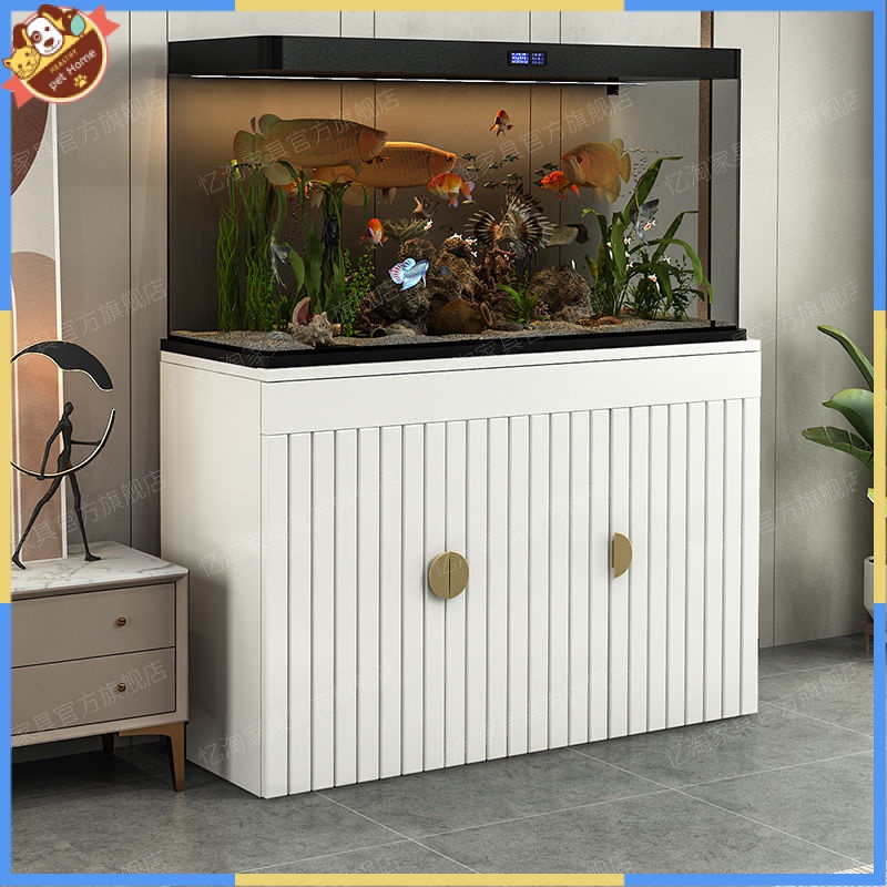 New fish tank bottom cabinet base fish tank shelf light luxury porch ...