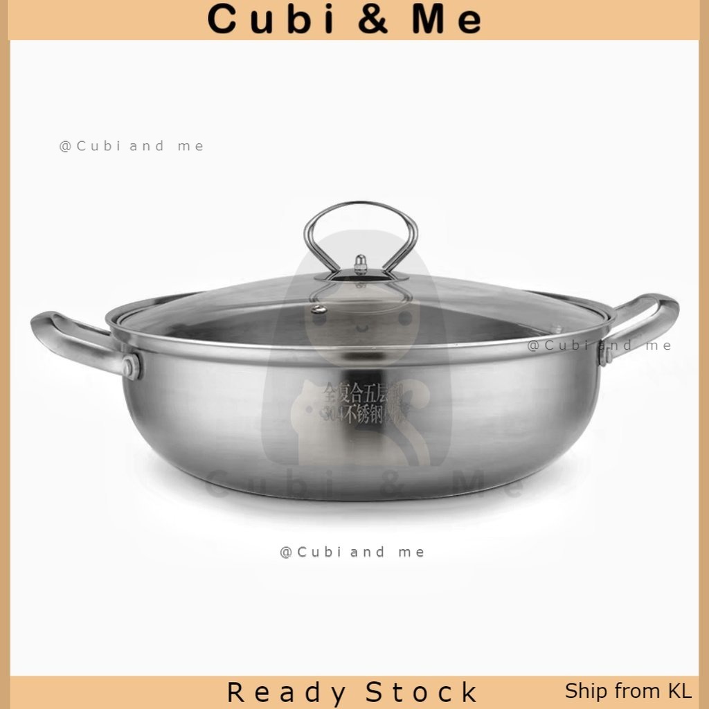 C&M 26/28/30/32cm Taiban Full Composite 5 Layer Steel Double Flavor Hot Pot SUS 304 Hot Pot ...