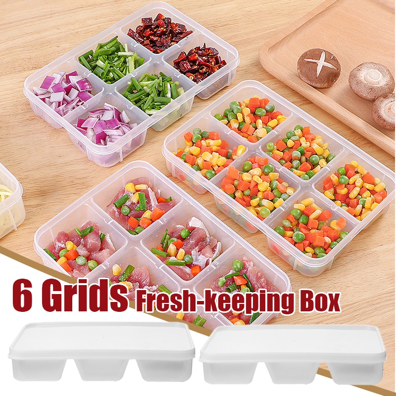 6 Grids Compartment Storage Organizer / Transparent Fresh-keeping ...