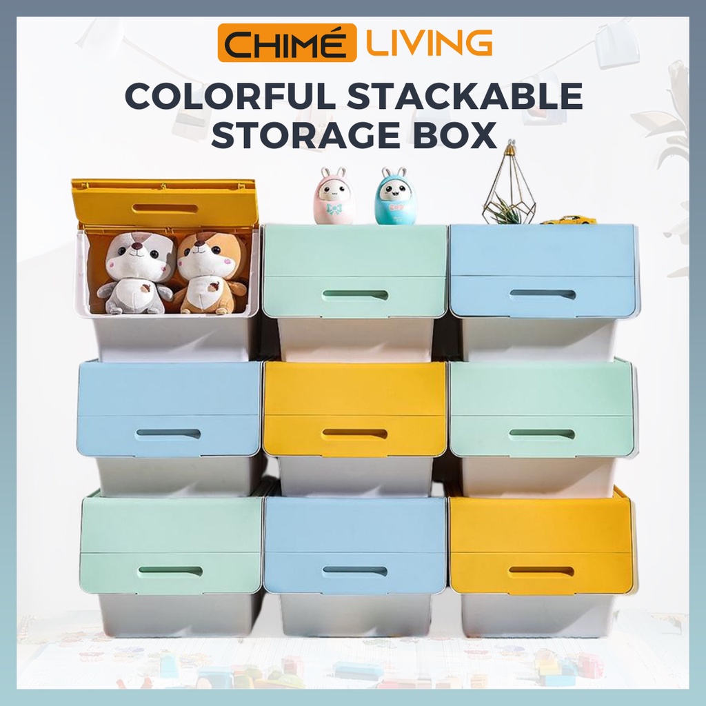 Colorful Front Opening Stackable Box Large Home Storage Organizers ...