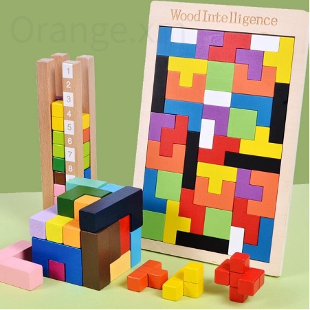 Wooden Intelligence Russian Puzzle Block Boarding Game Wooden Tetris ...