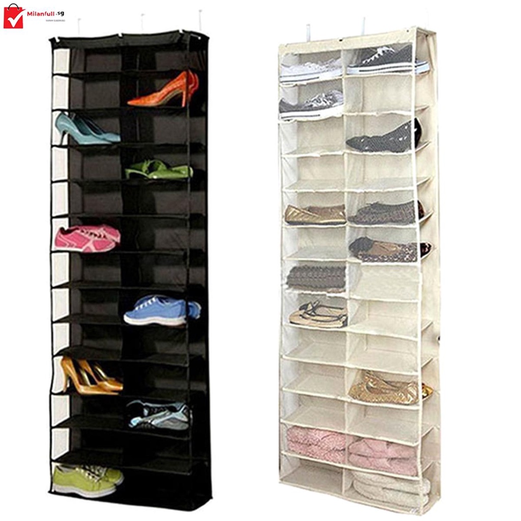 26 Section Over the Door Shoe Shelves Large Hanging Shoe Organizer with ...