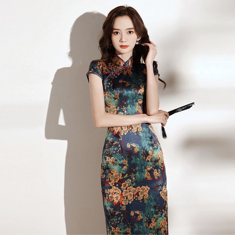 0105 Cheongsam New High-End Elegant Catwalk Warlord Lady Old Cheongsam ...