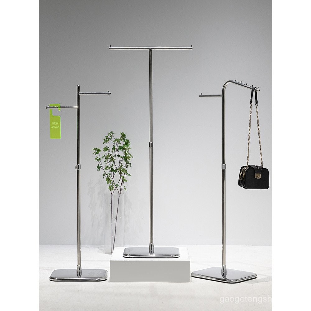 Clothing Store Display Rack Floor-Standing Stainless Steel Garment Rack ...