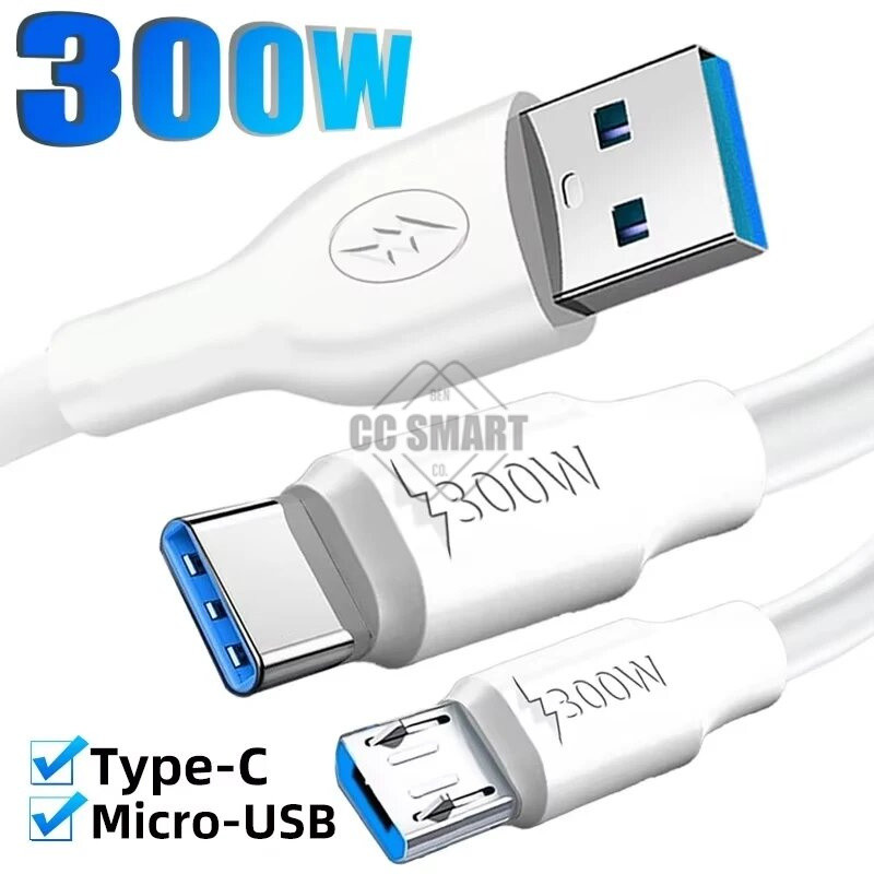 300W Super Fast Charging Micro USB Type C Data Cable High Speed ...