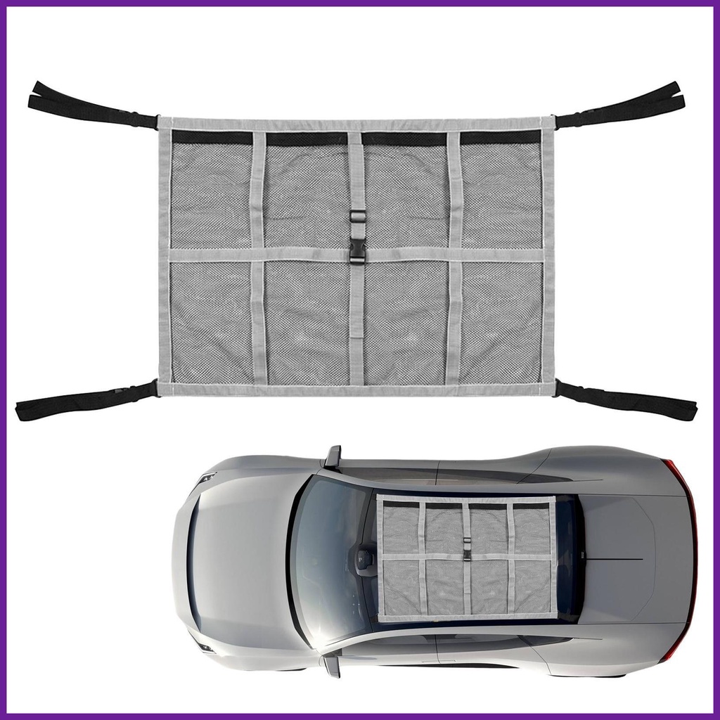 Car Ceiling Cargo Net Double-Layer Car Storage Organizer Adjustable Car ...