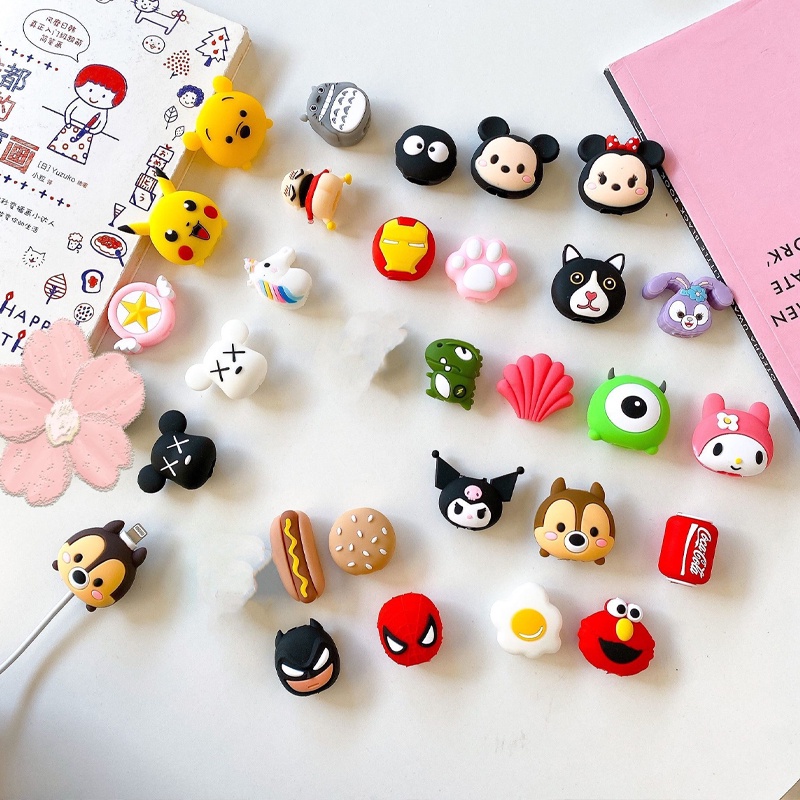 Disney Sanrio KCX-01 Cartoon Data Cable Protector Mickey Minnie Winnie ...