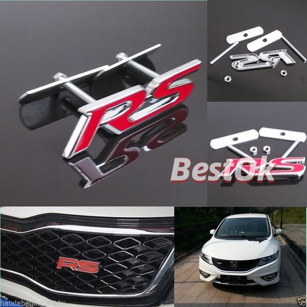 1Pcs Universal 3D Metal RS Logo Decal Metal Car Emblem Logo Front ...