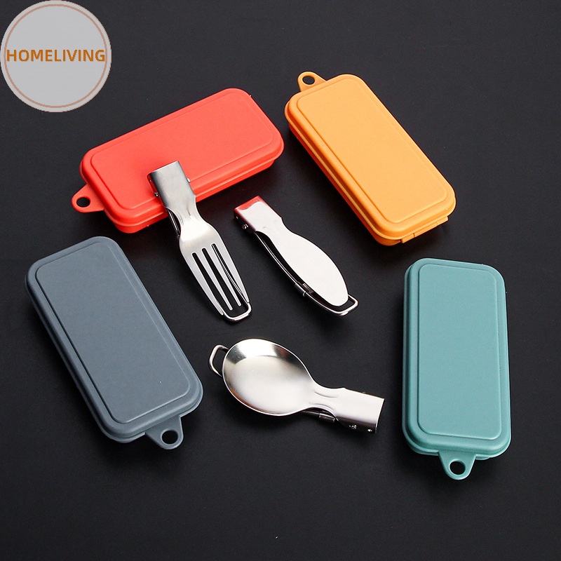 homeliving Foldable Camping Spoon Fork Flatware Camping Utensil Set ...