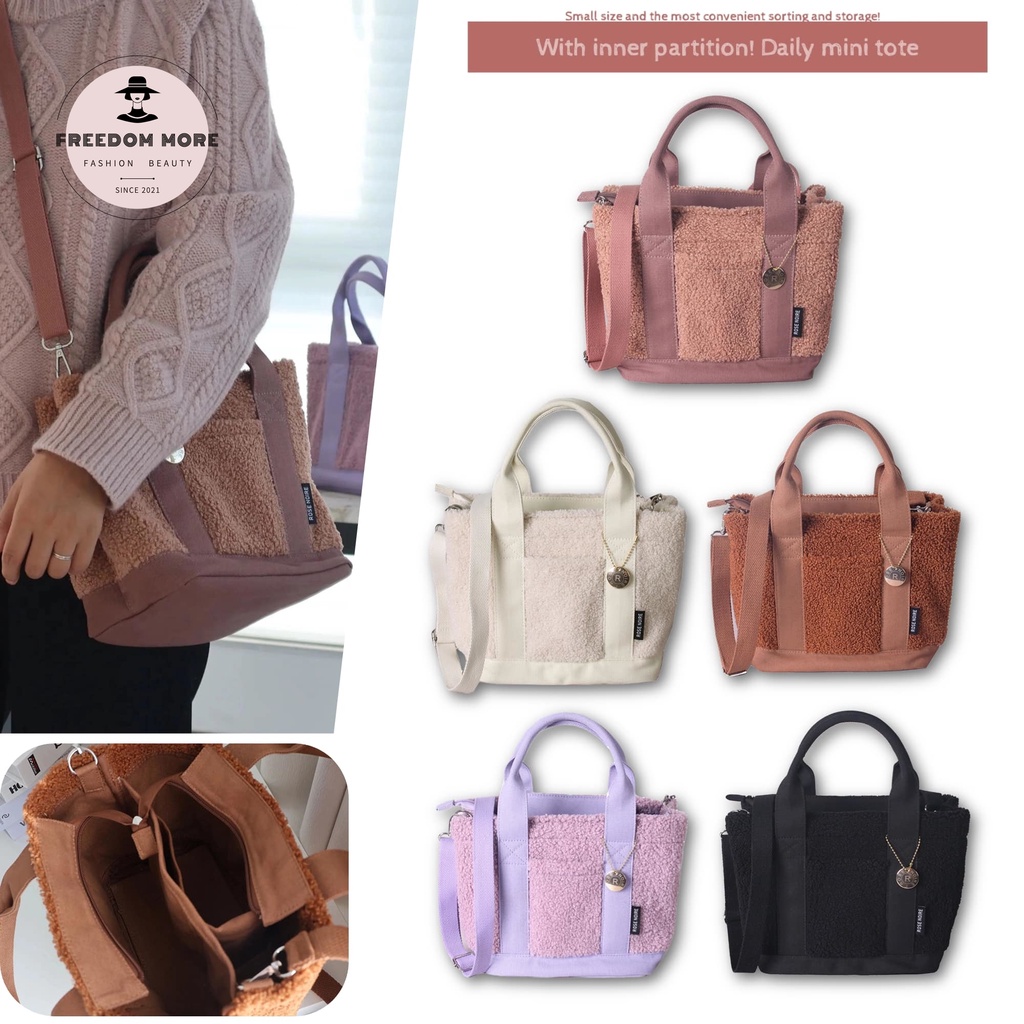 ROSE NOIRE Teddy Velvet Multi-compartment Canvas Bag Rakuten Best ...