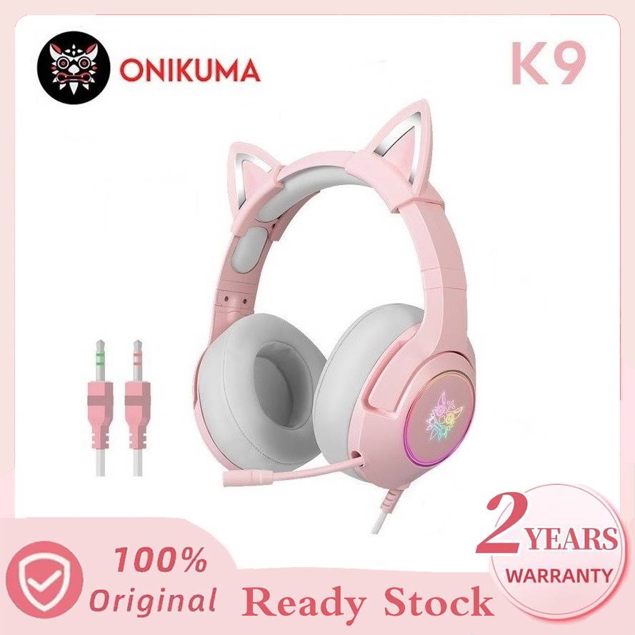 ONIKUMA K9 RGB Gaming Headset pink Cute Cat Ear Headphone compatible ...